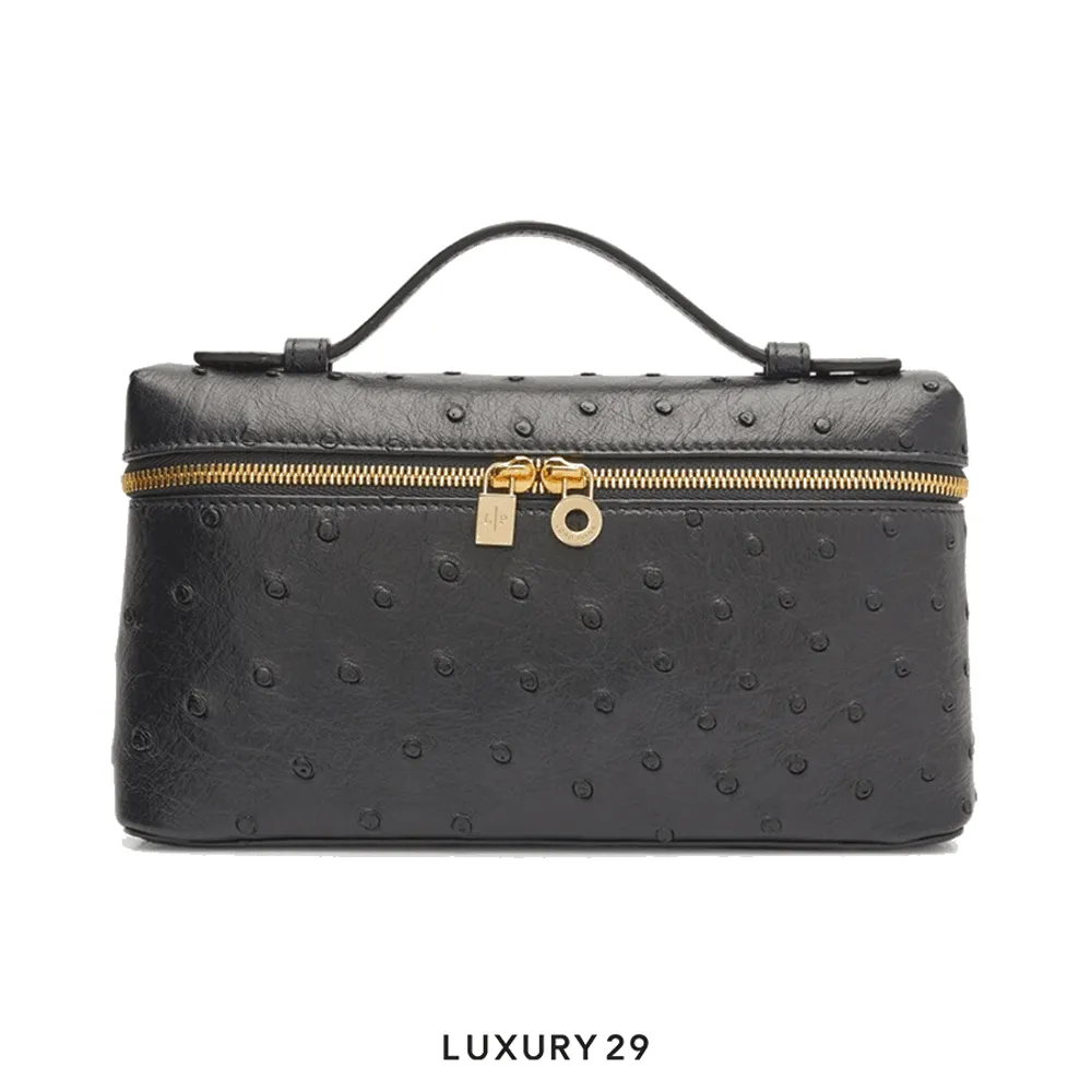Loro Piana Extra Pocket L19 Ostrich Leather Black Loro Piana Extra Pocket L19 Ostrich Leather Black